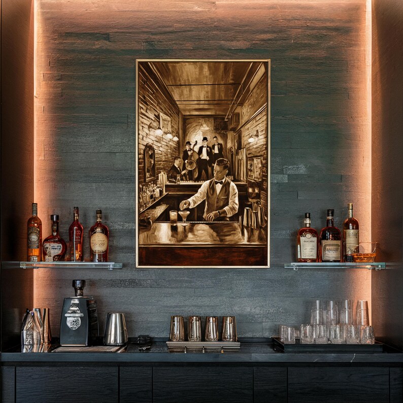 Vintage Bar Print, Retro Jazz Club Poster, Bar Cart Decor, Prohibition ...