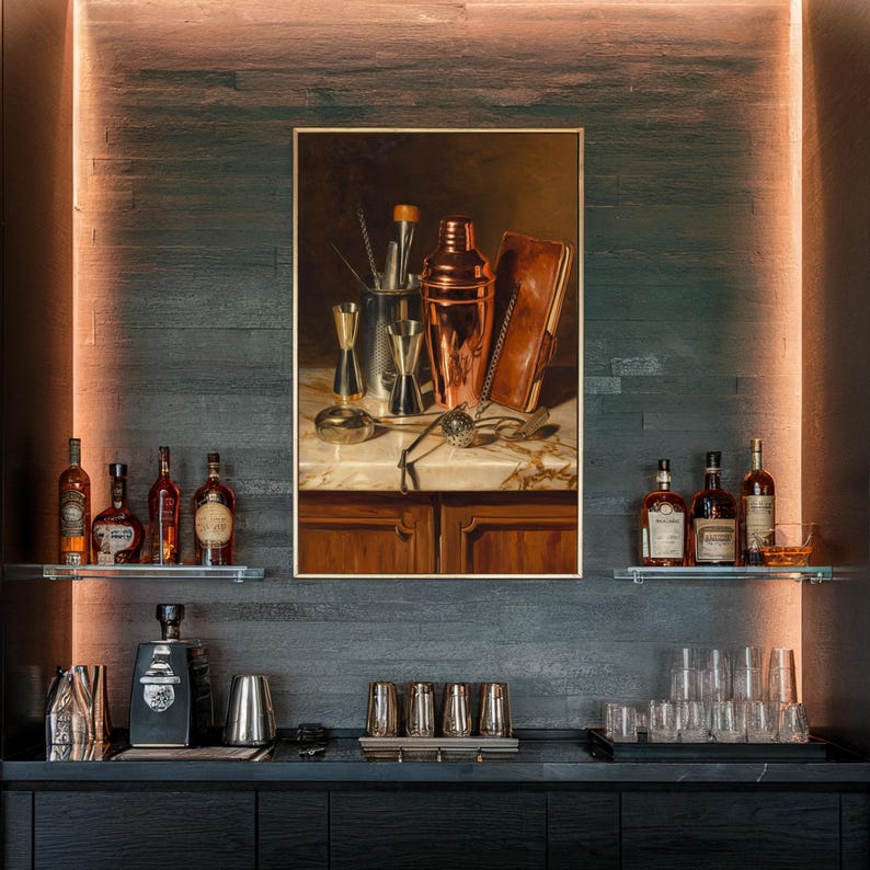 Vintage Cocktail Print, Retro Bar Cart Decor, Trendy Kitchen Poster ...