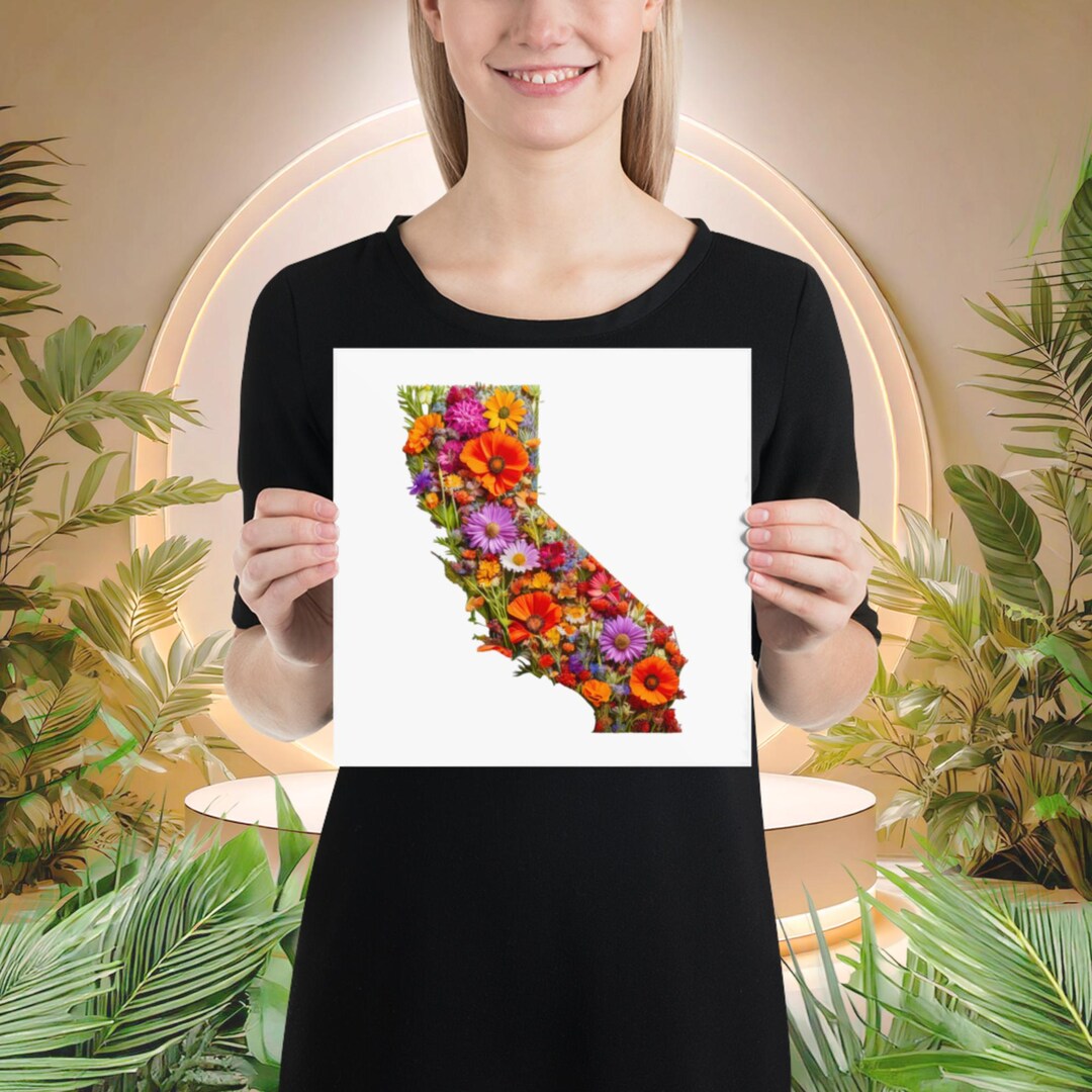 California Wildflowers Map Poster Vibrant State Pride Wall Art - Etsy