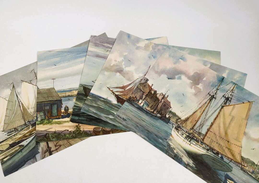 Vintage Gordon Grant State Mutual Life Marine Watercolor Lithographs ...