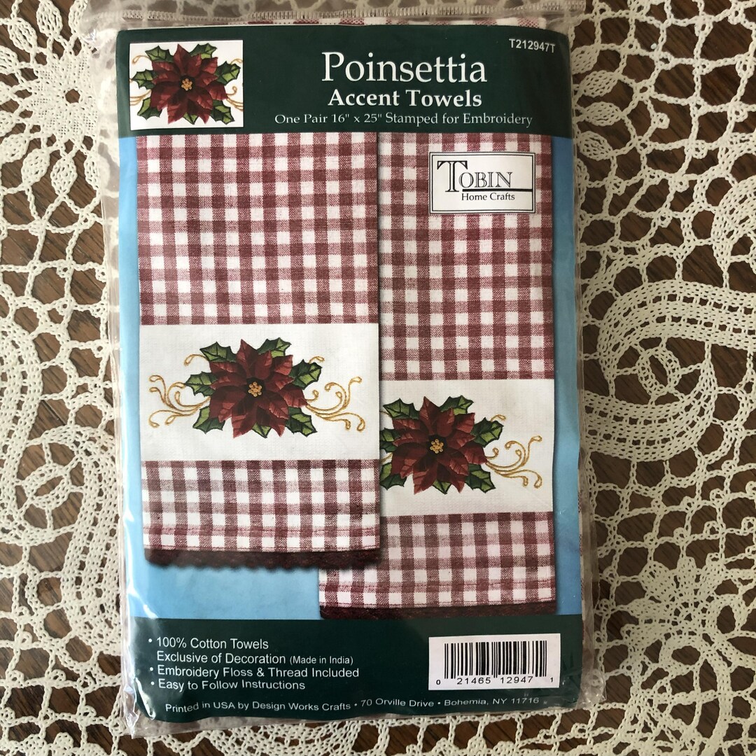 Tobin Home Crafts Poinsettia Accent Towels T212947T Embroidery Kit Set ...