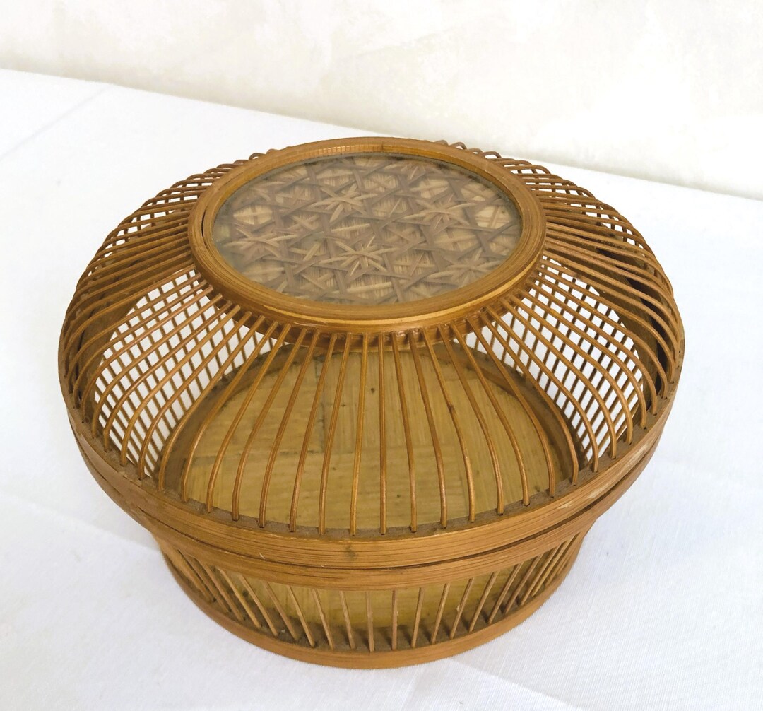 Vintage Asian Bamboo Lucky Cricket Cage Basket With Lid - Etsy
