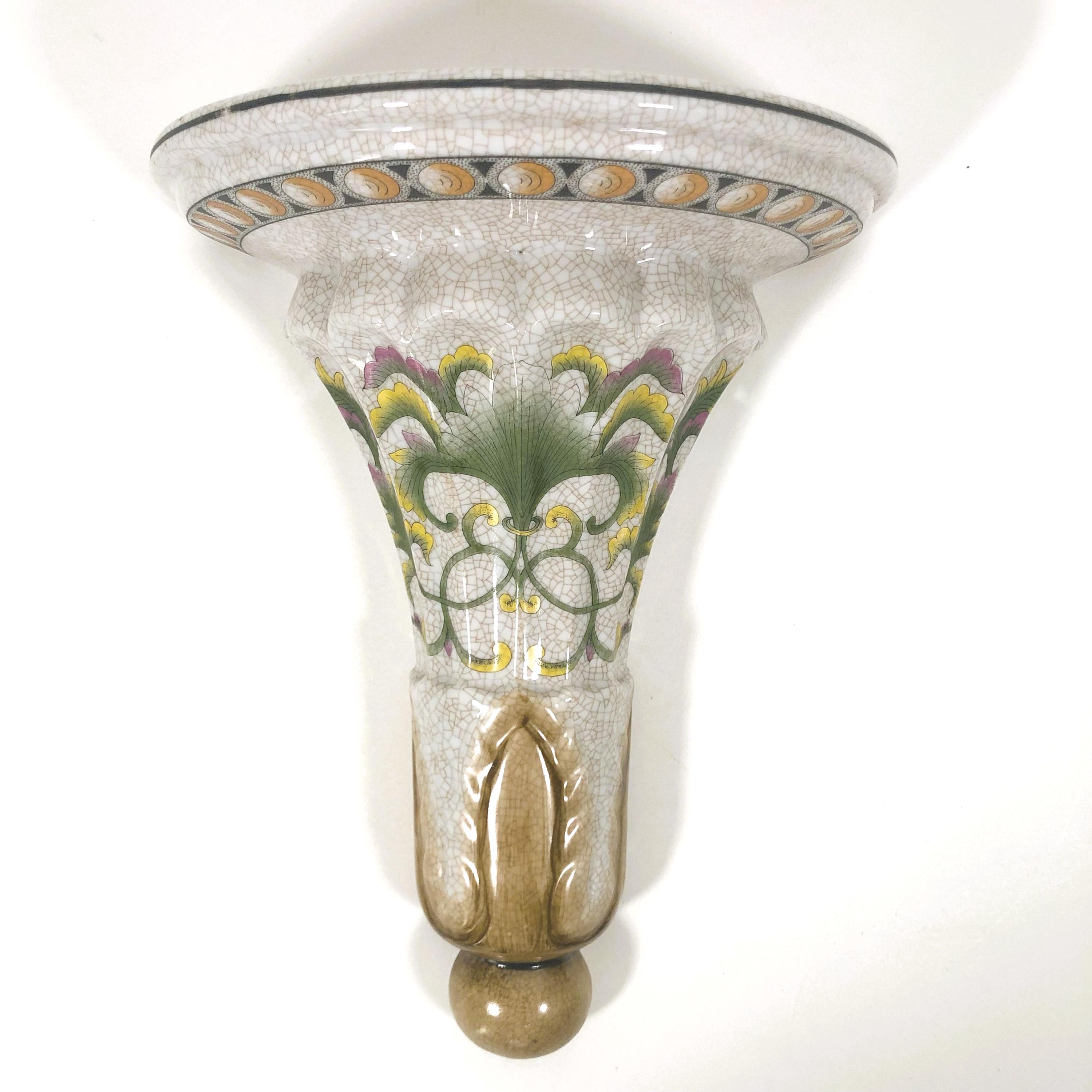 Vintage Ceramic Shelf Corbel Sconce Fluted 10.5