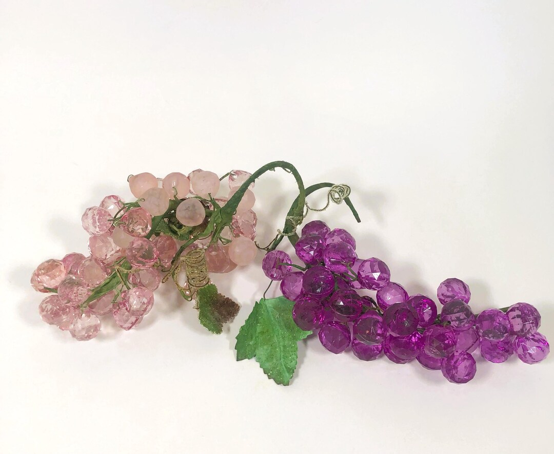Vintage Faceted Lucite Grape Clusters Pink Frosted Purple Set of 2 - Etsy