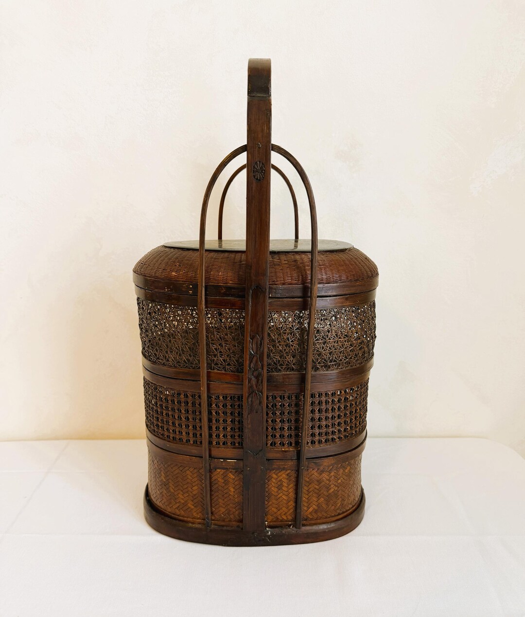 Vintage 3 Tier Japanese Jubako Woven Rattan Lacquered Lidded Bento ...