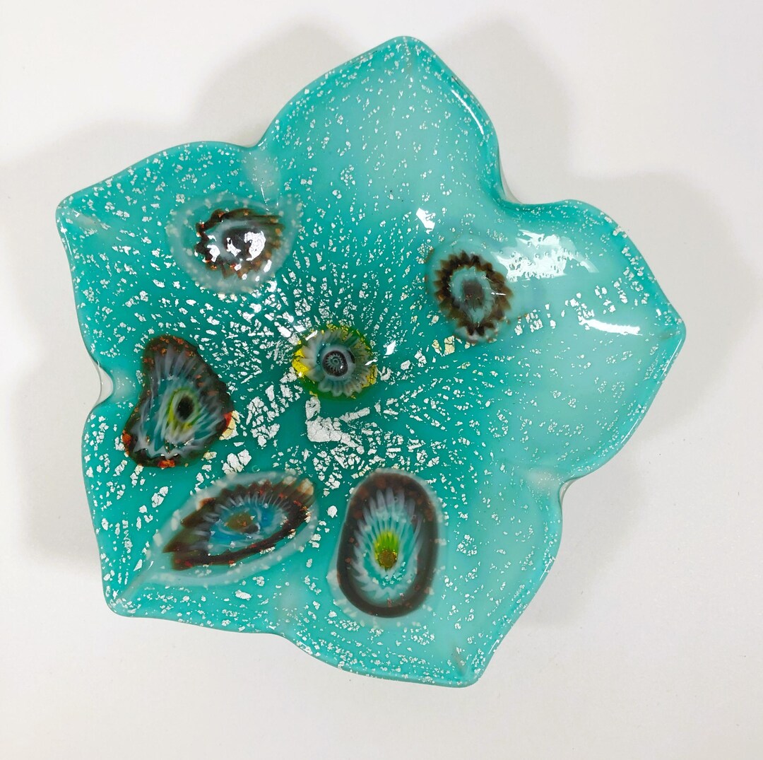 Murano Italian Vintage Art Glass Starfish or 5 Petal Bowl Mint Green ...