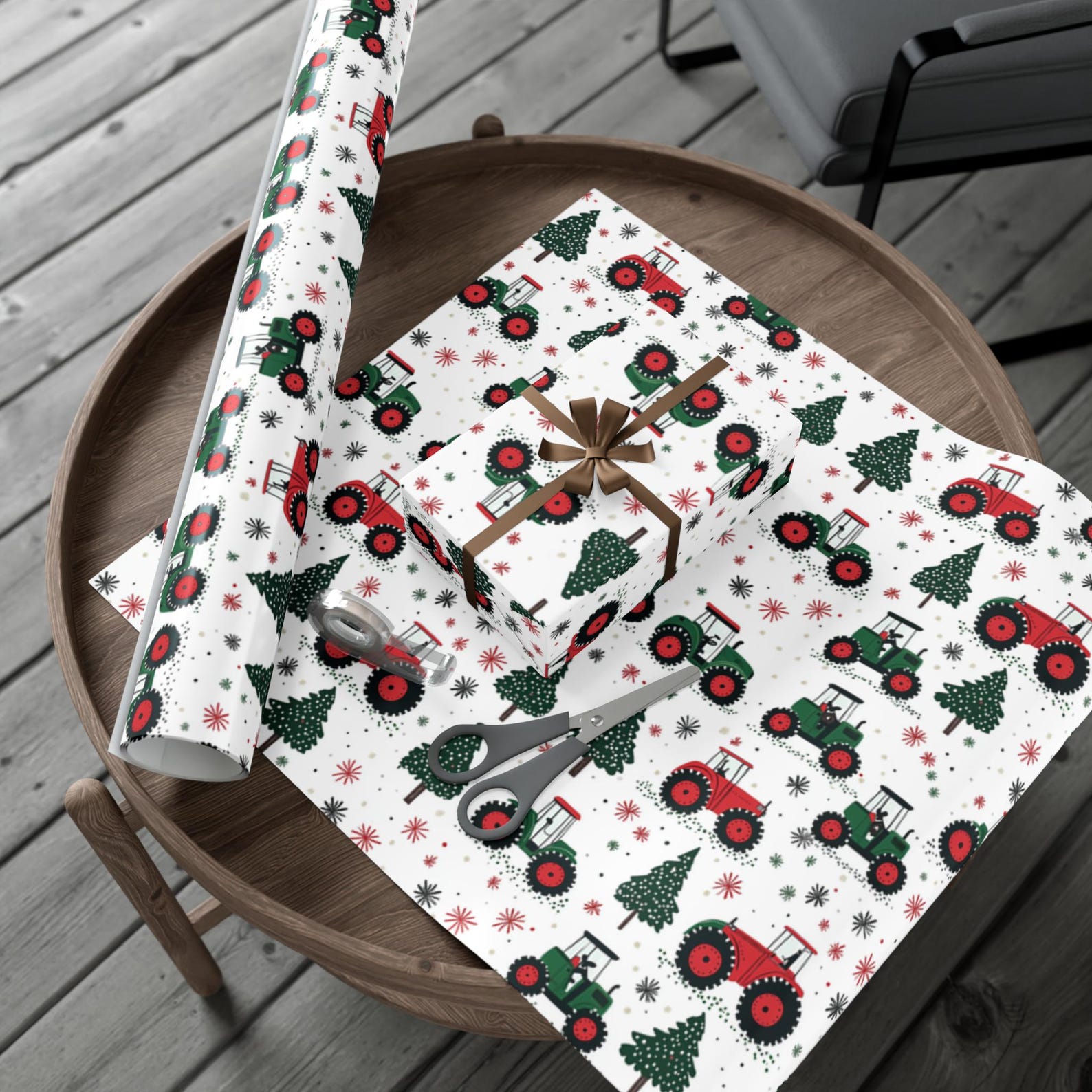 Kids' Christmas Tractor Wrapping Paper - Festive Farm Gift Wrap - Etsy