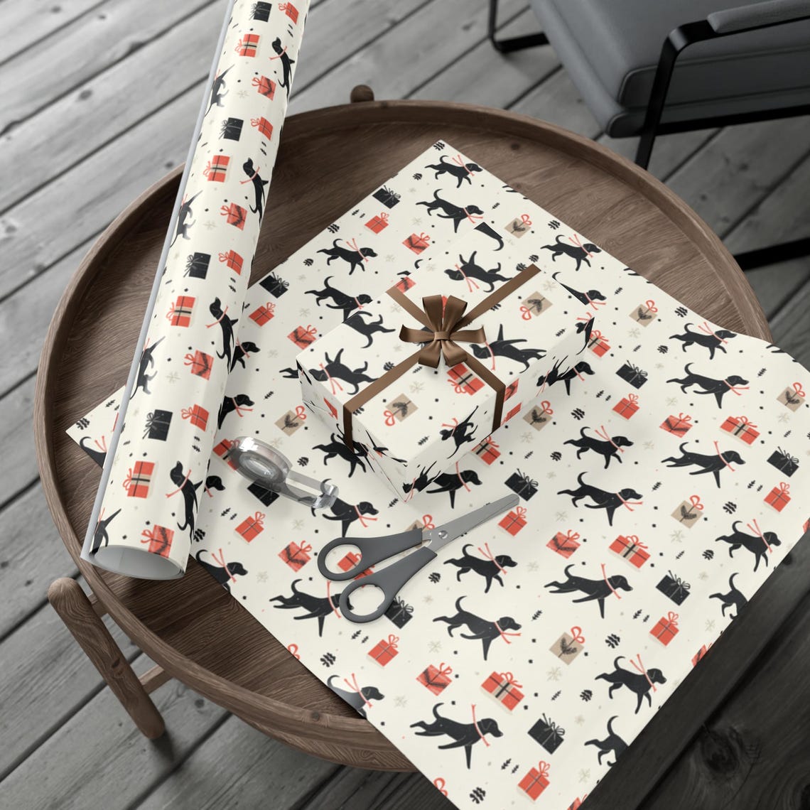 Black Labrador Christmas Wrapping Paper - Holiday Dog Gift Wrap - Etsy