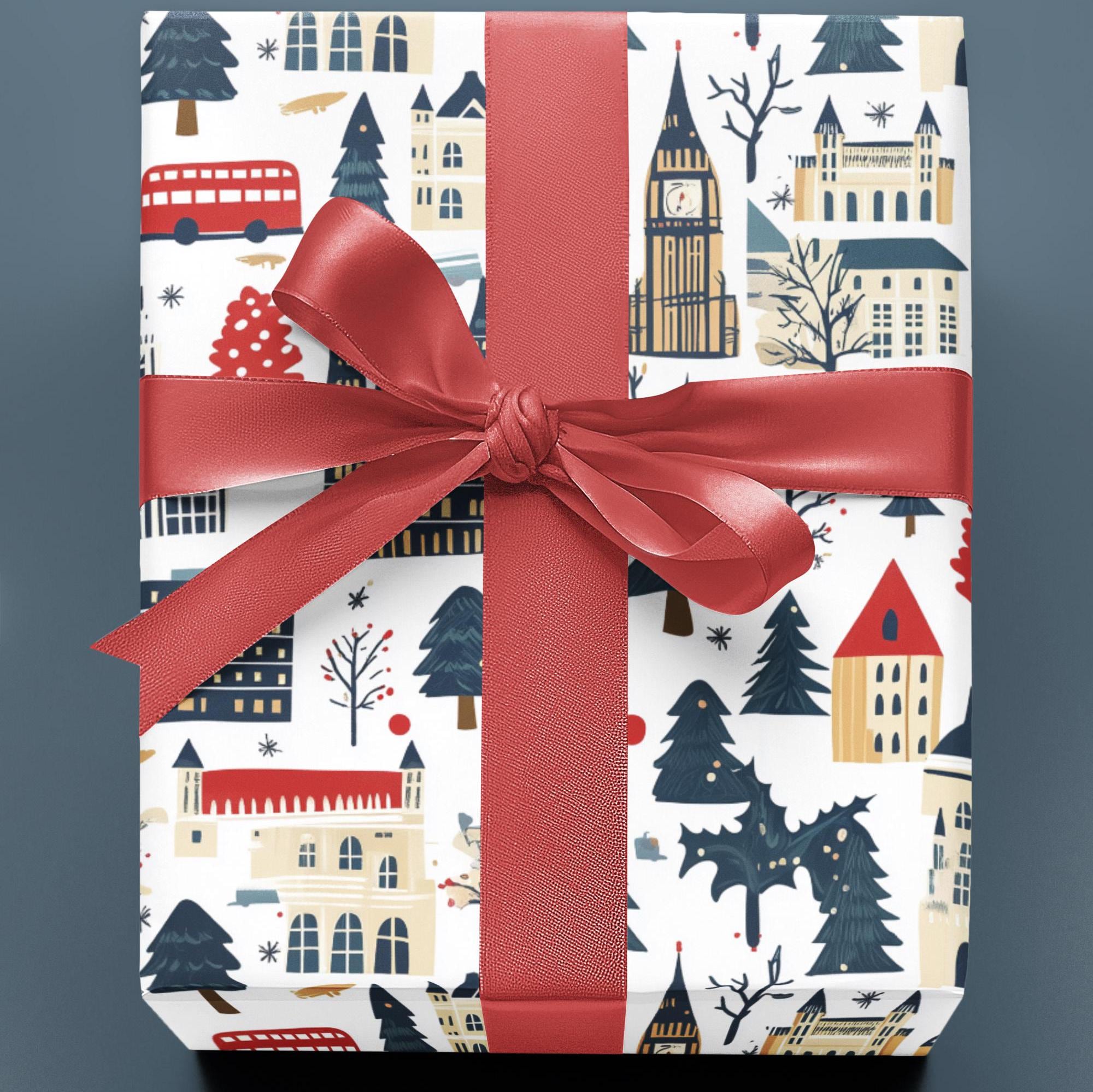 Christmas in London Wrapping Paper - Fun Holiday Scenes of Iconic ...