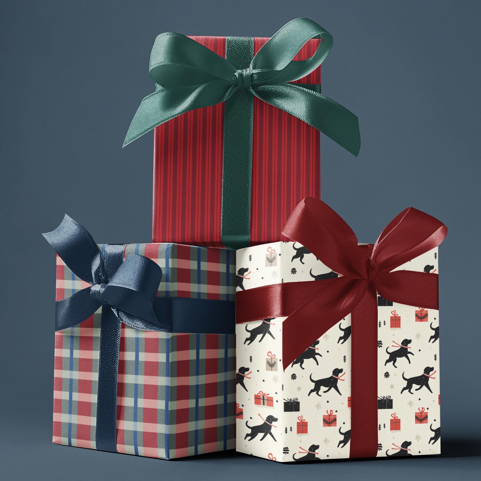Black Labrador Christmas Wrapping Paper - Holiday Dog Gift Wrap - Etsy