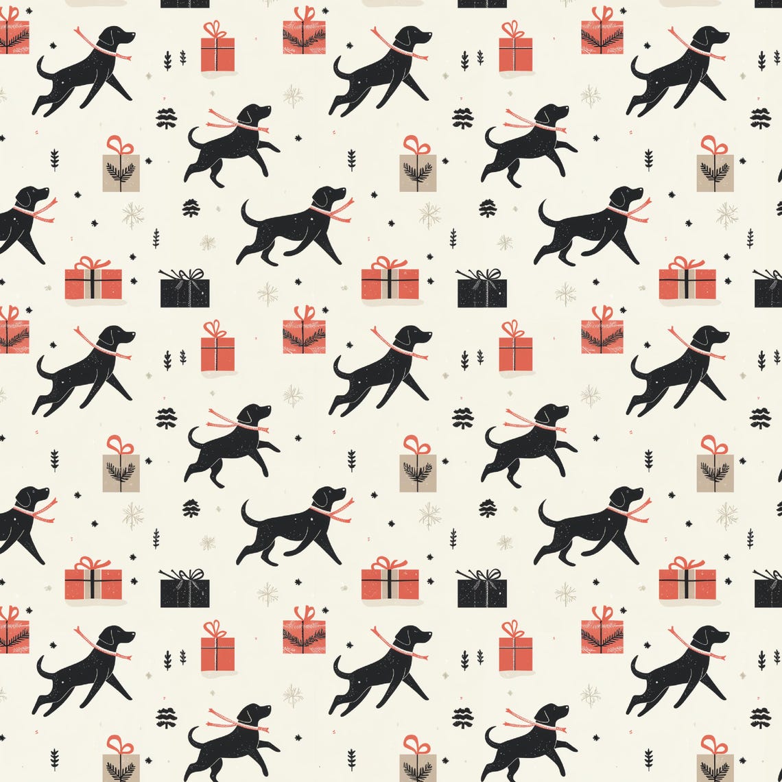 Black Labrador Christmas Wrapping Paper - Holiday Dog Gift Wrap - Etsy