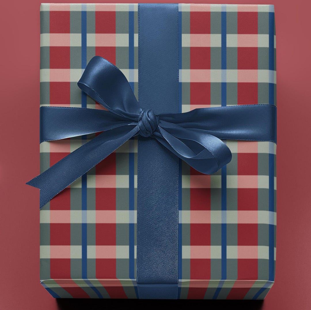 Modern Plaid Christmas Wrapping Paper - Green, Red, and Cream ...