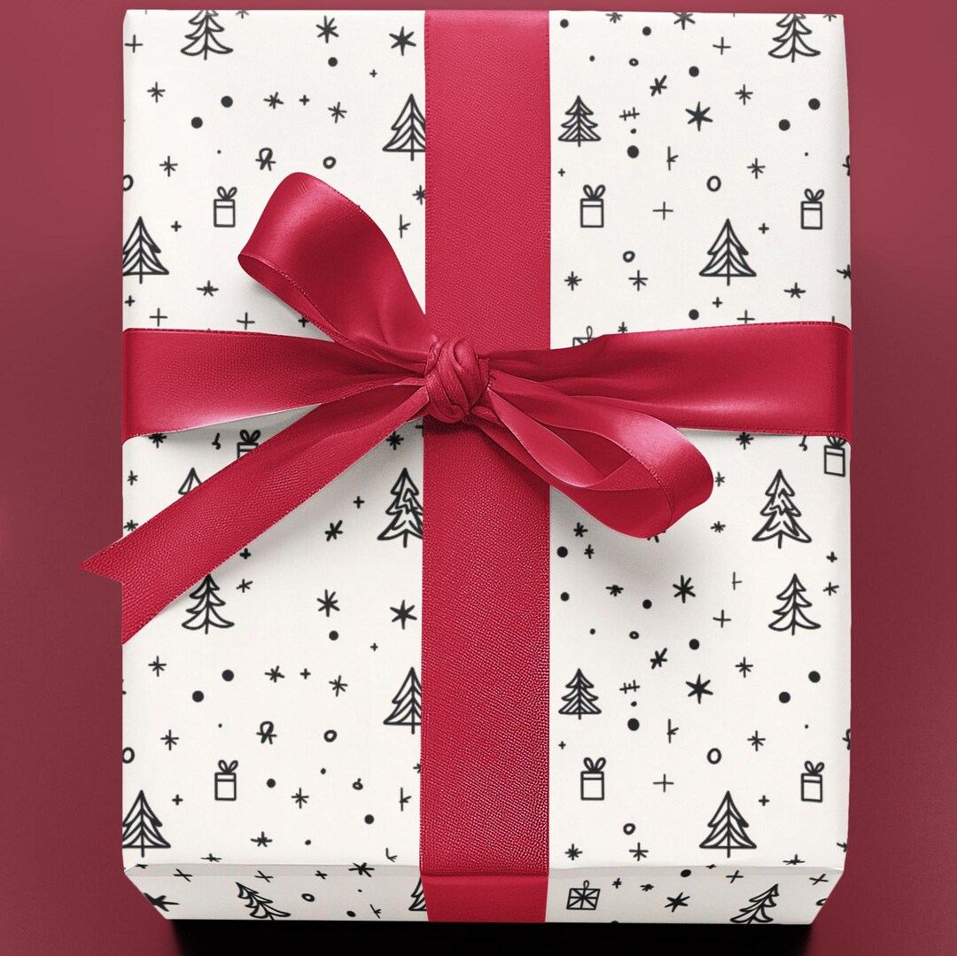 Black and White Christmas Wrapping Paper - Simple, Modern Holiday Gift ...