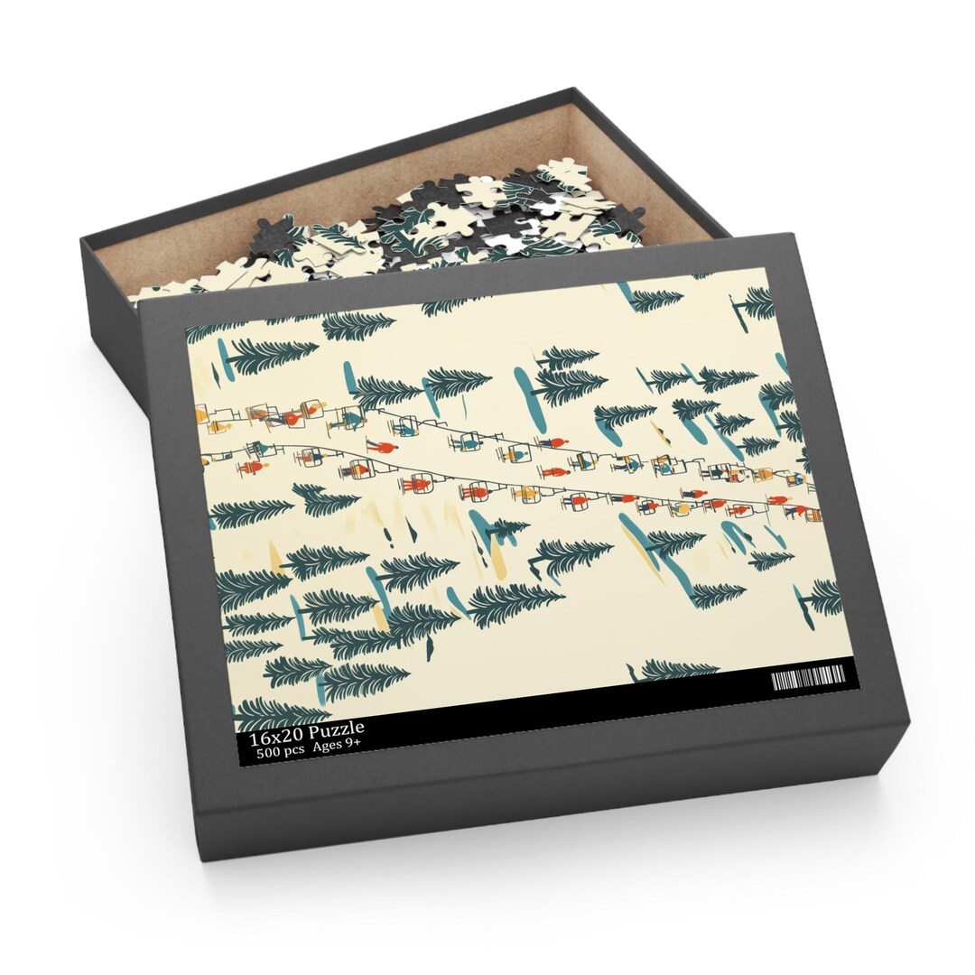 Skiers on Lift Jigsaw Puzzle | Snowy Winter Wonderland - Etsy