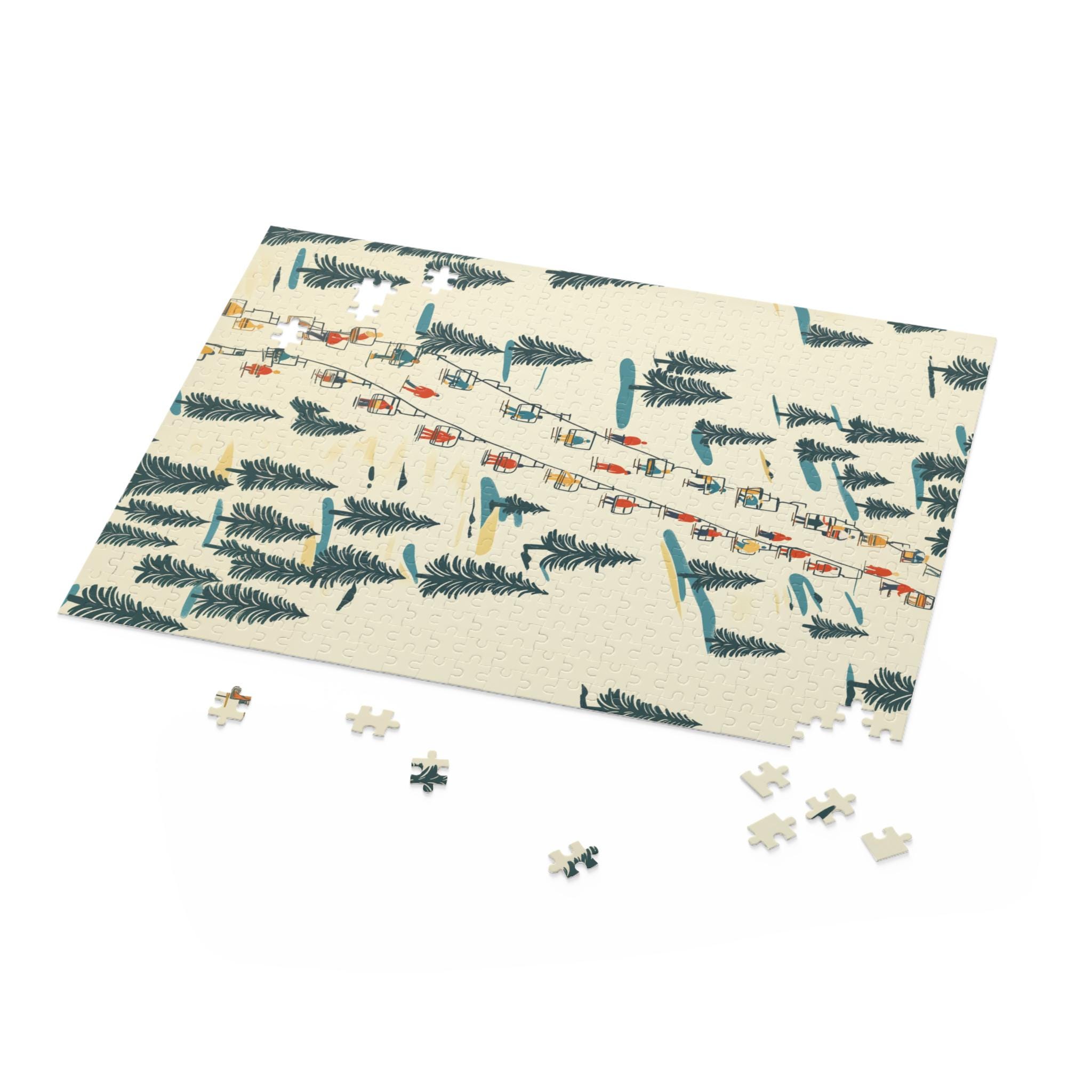 Skiers on Lift Jigsaw Puzzle | Snowy Winter Wonderland - Etsy