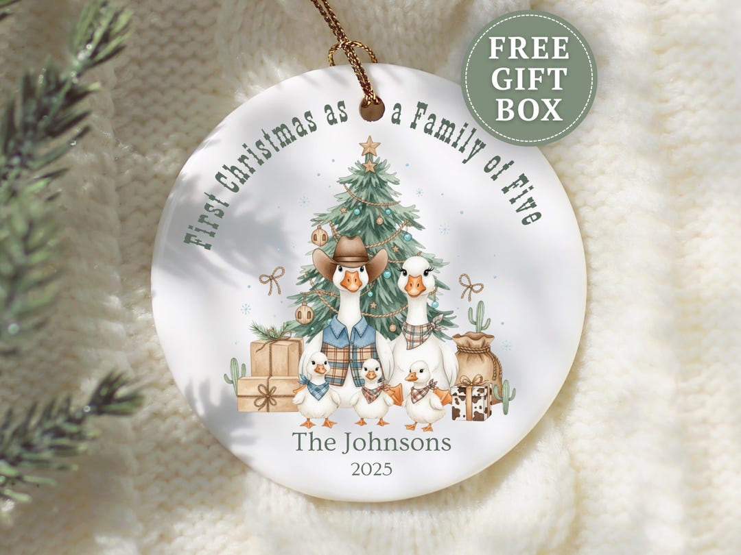 Family of Five Ornament Custom Family of 5 Christmas Ornament Goose ...