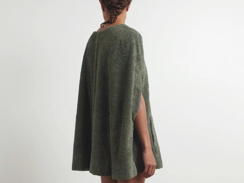 Marine Blue - Terry Cloth Beach Cape With Hood and Pockets - Cover up ...