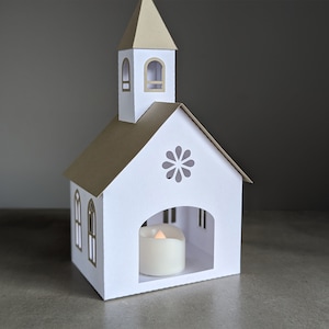 Christmas Village Church SVG | 3D Paper Church for Holiday Mantel ...