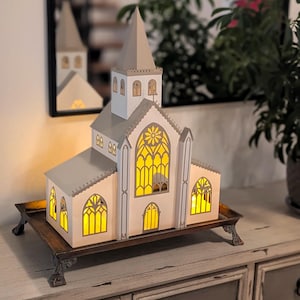 Paper Church SVG: Christmas Village Cathedral, 3D Holiday House Decor ...