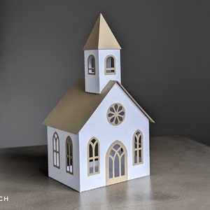 Christmas Village Church SVG: Paper Church Template (digital Download ...