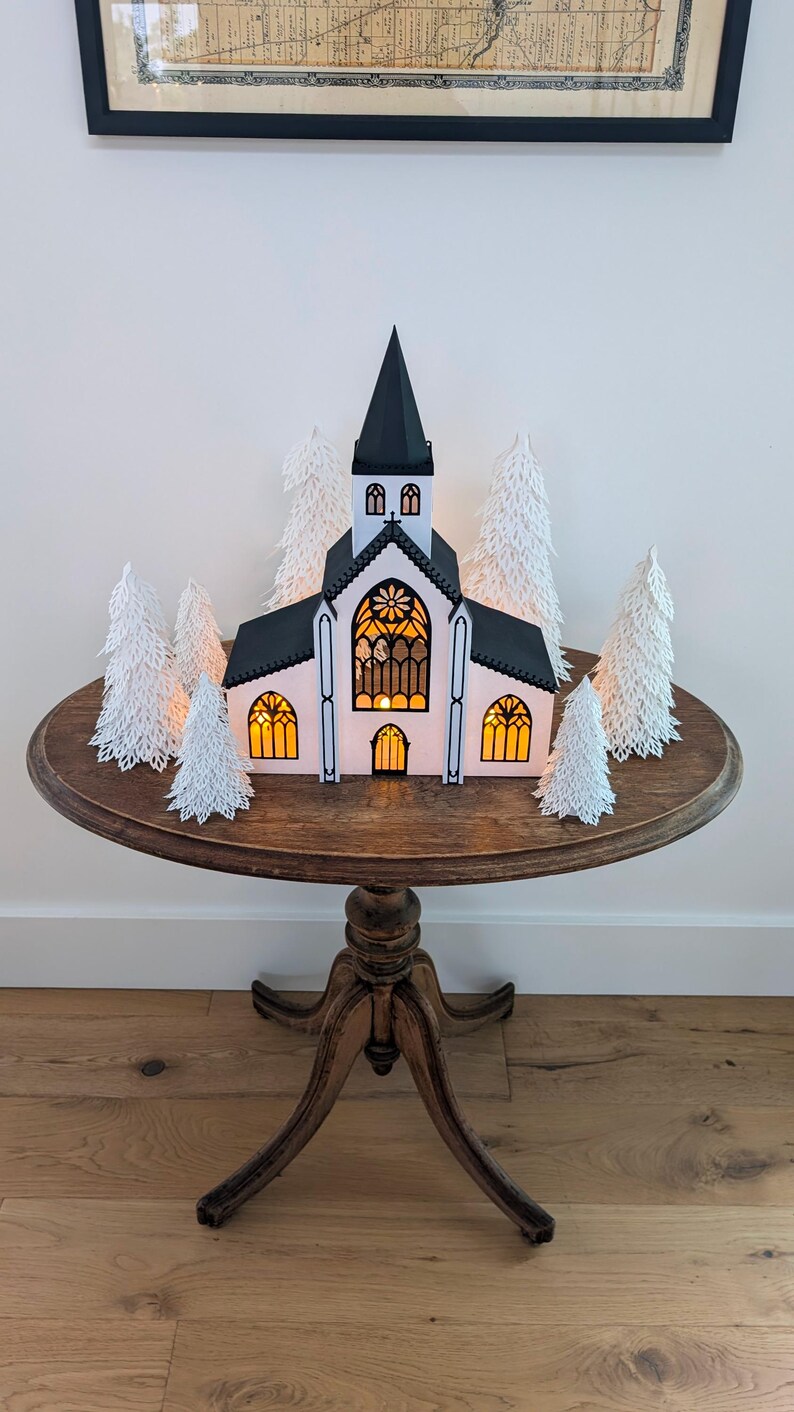 Christmas Village Cathedral SVG: Paper Church Template (digital ...