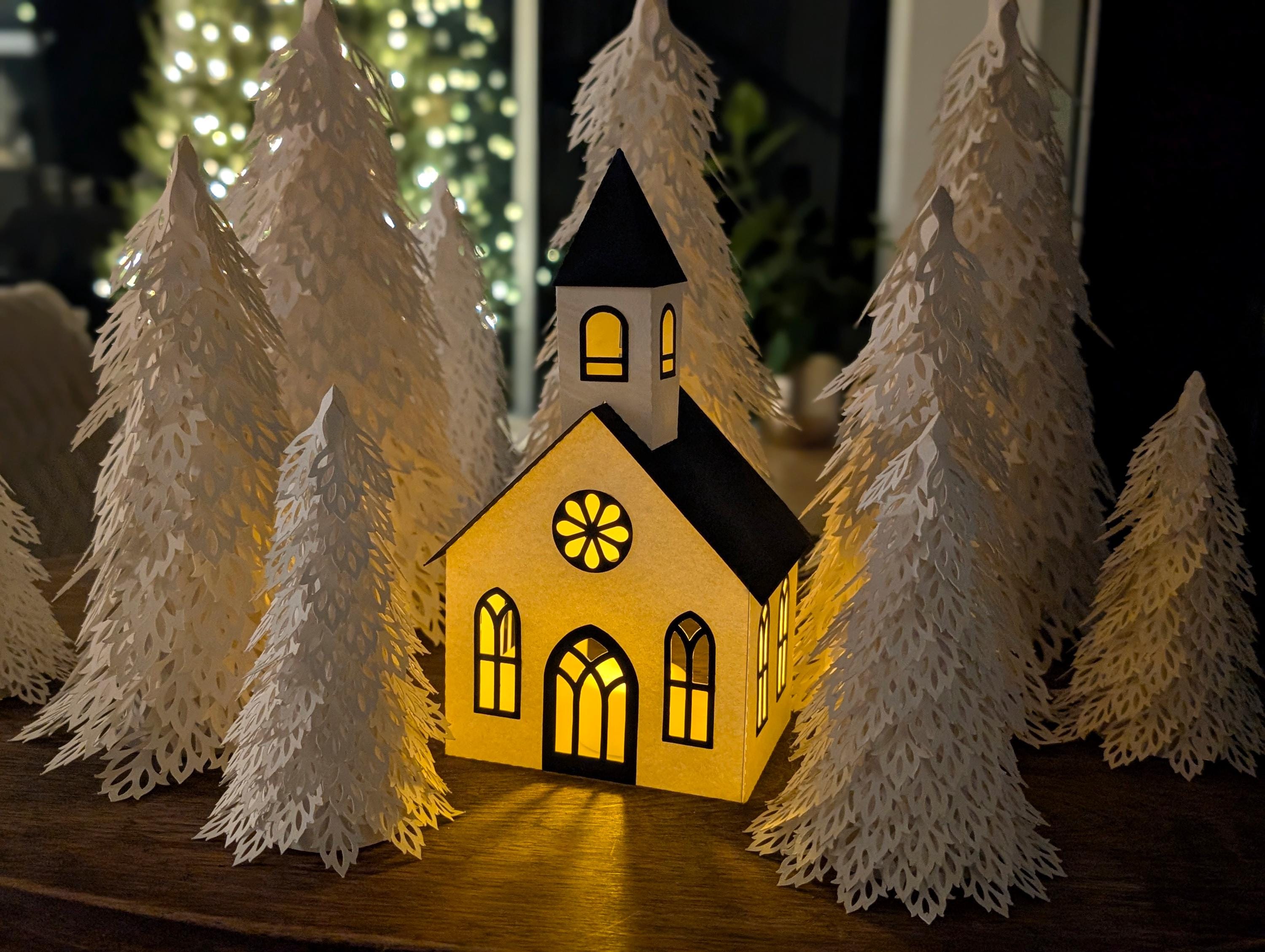 Christmas Village Church SVG | 3D Paper Church for Holiday Mantel ...