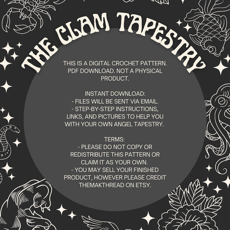 Crochet Pattern | Clam Post Stamp Tapestry | Wall Hanging | Instant ...