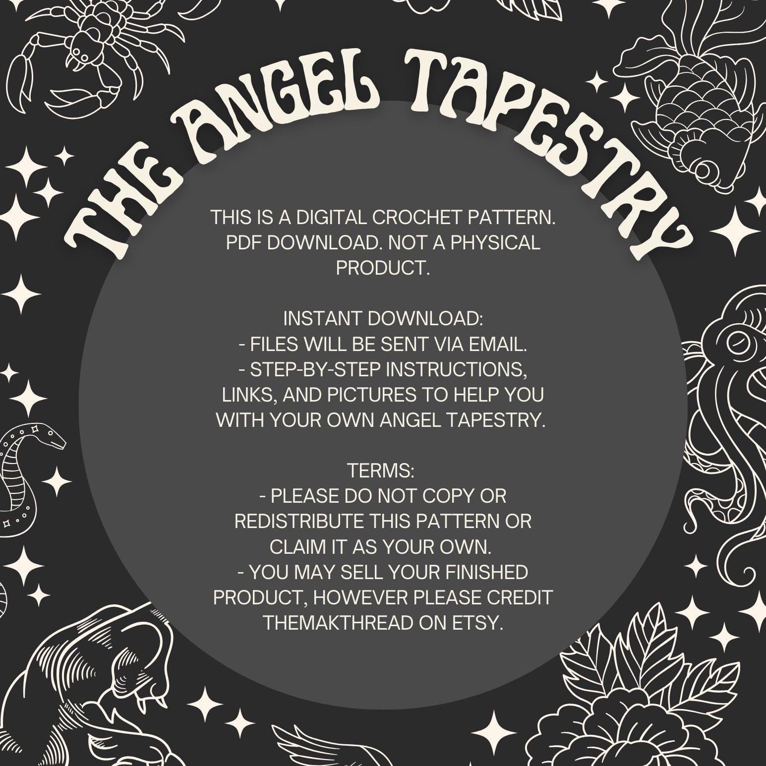 Crochet Pattern | Angel Tapestry | Wall Hanging | Instant Download ...