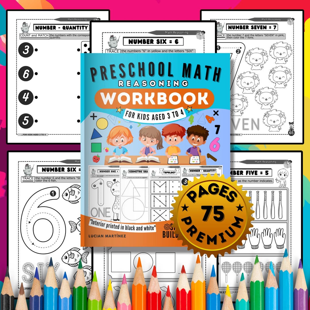 Preschool Math Reasoning Workbook for Kids Ages 3 to 4 | Beginner Math ...