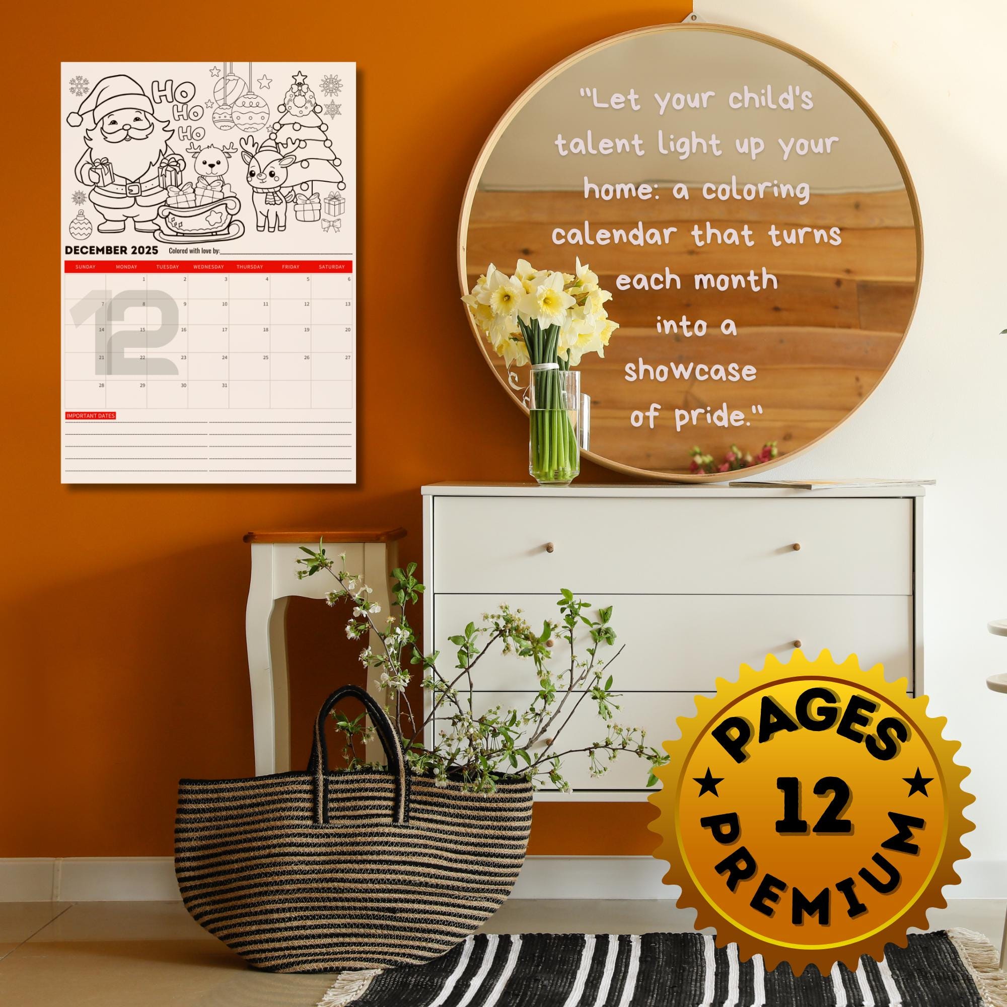 2025 | Printable Coloring Calendar for Kids Monthly Coloring Pages ...