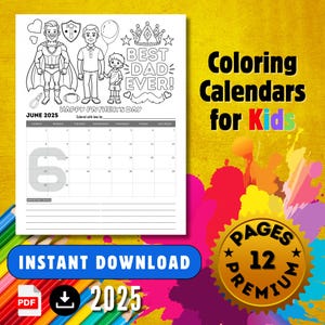 2025 | Printable Coloring Calendar for Kids Monthly Coloring Pages ...