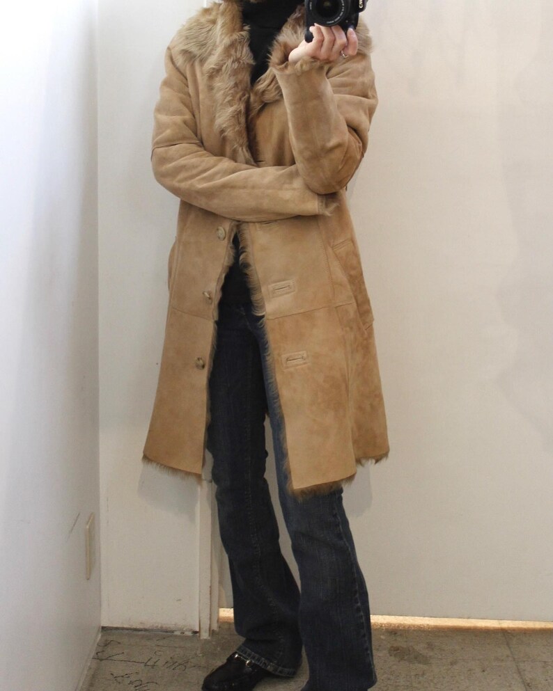 Women's Brown Suede Penny Lane Coat, Handmade 80s Vintage Style Afghan ...