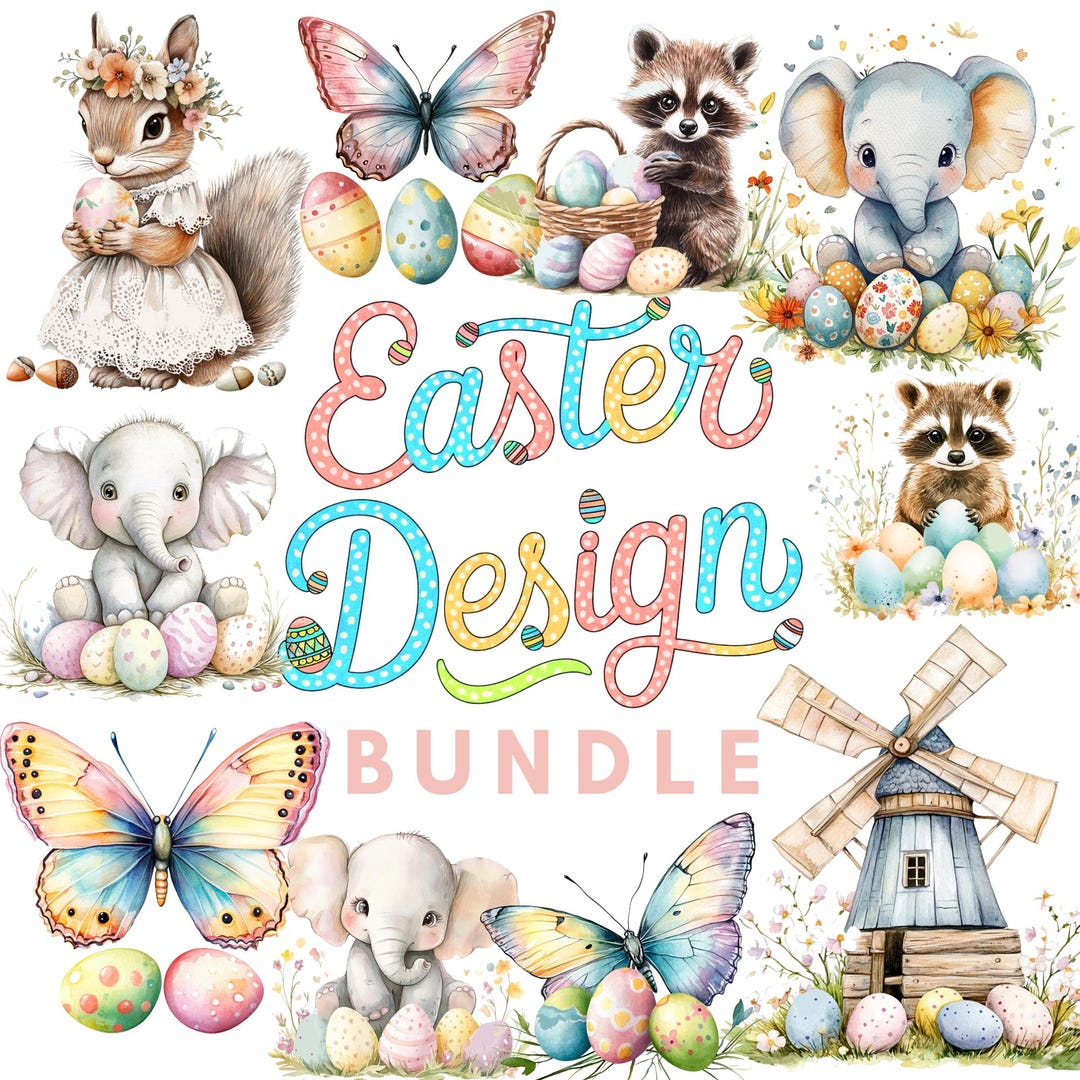 100 Happy Easter PNG Bundle | Cartoon Easter Designs | Kids Easter PNG ...