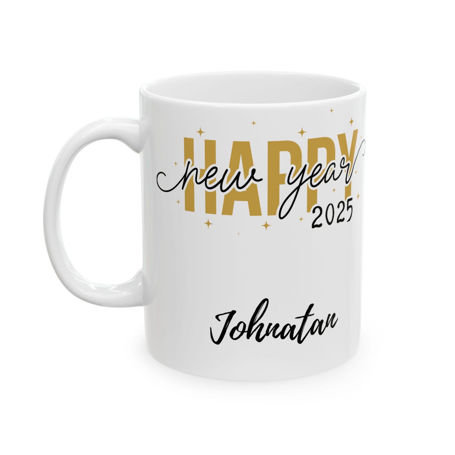 Personalized Ceramic Mug, Happy New Year 2025, Custom Name Coffee Cup ...