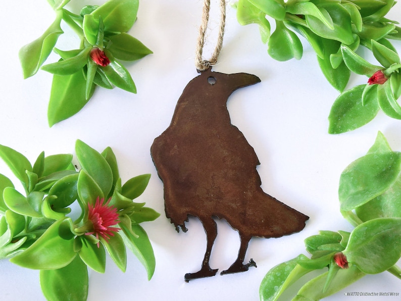 Raven Ornament Rusty Metal Ornament Rustic Gift for Bird | Etsy
