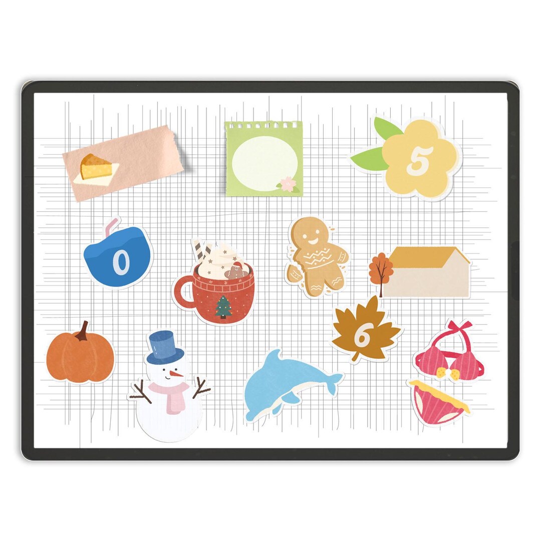 Watercolour Four Seasons Digital Stickers | 320 PNG Planner Stickers ...