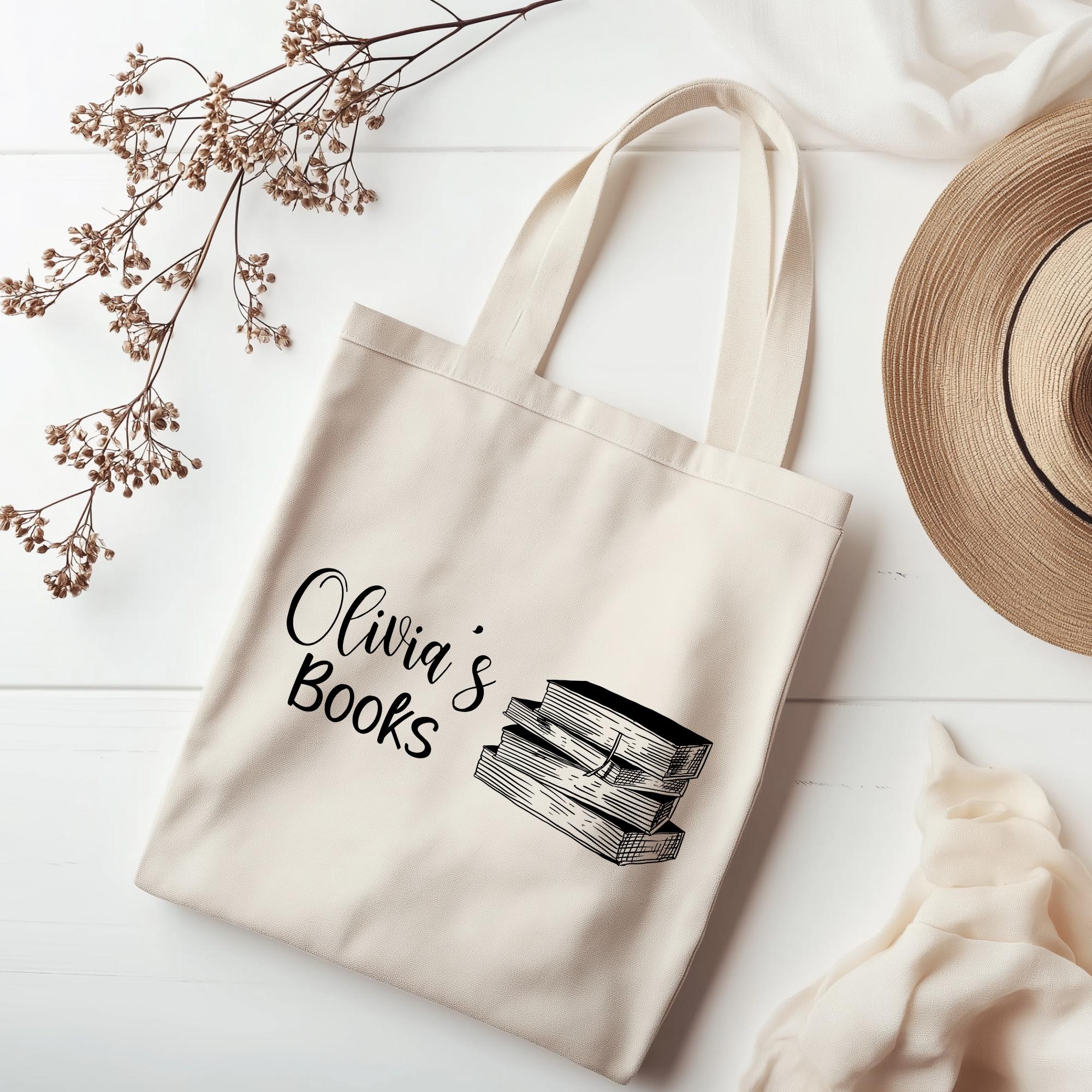 Personalized Book Tote Bag – Custom Name Canvas Library Bag for Book ...