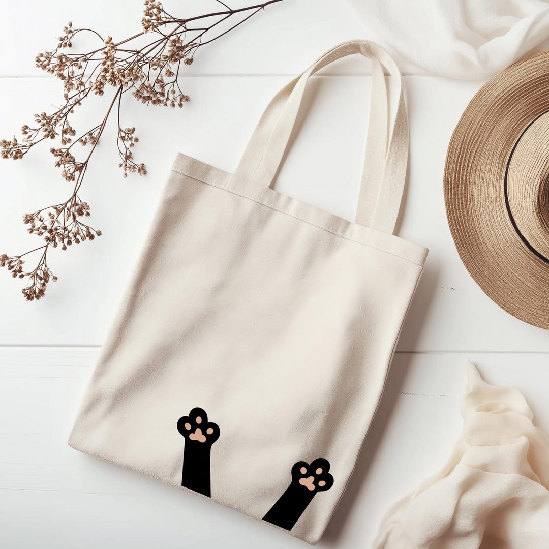 Niedliche Katze Tote, Minimalistische Tasche, lustige Kitty Geschenk ...