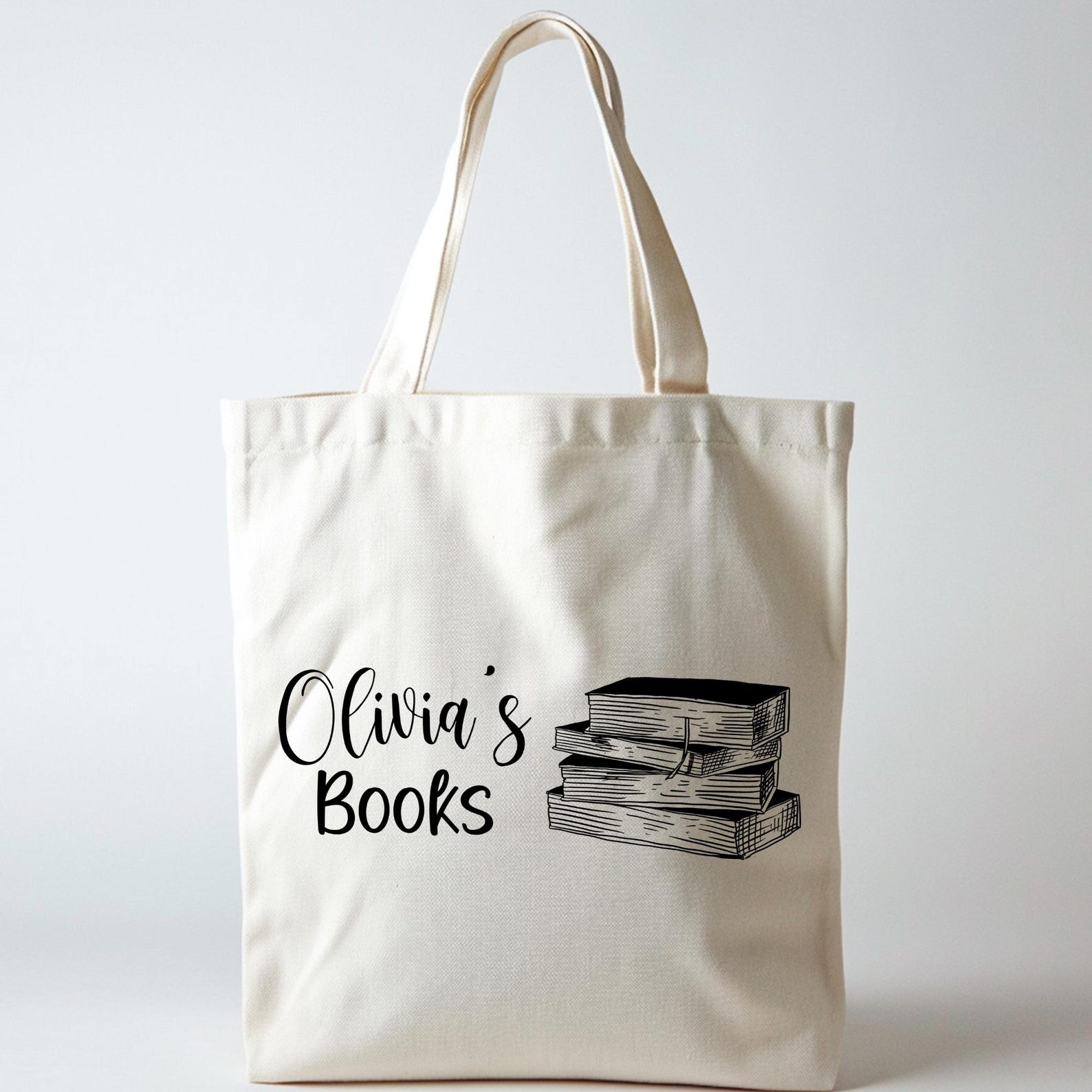 Personalized Book Tote Bag – Custom Name Canvas Library Bag for Book ...