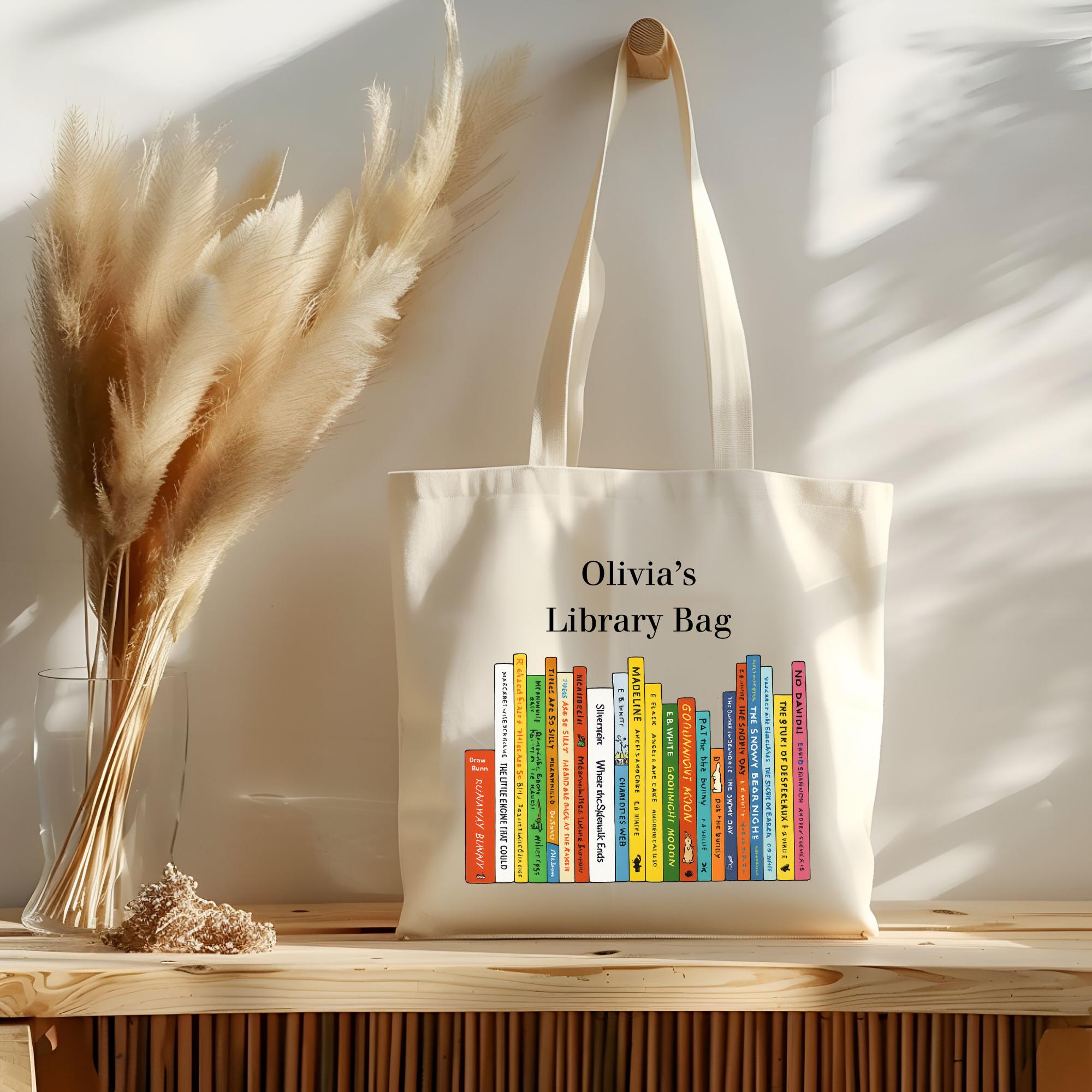 Personalized Library Tote Bag, Custom Name Book Bag for Kids, Teachers ...