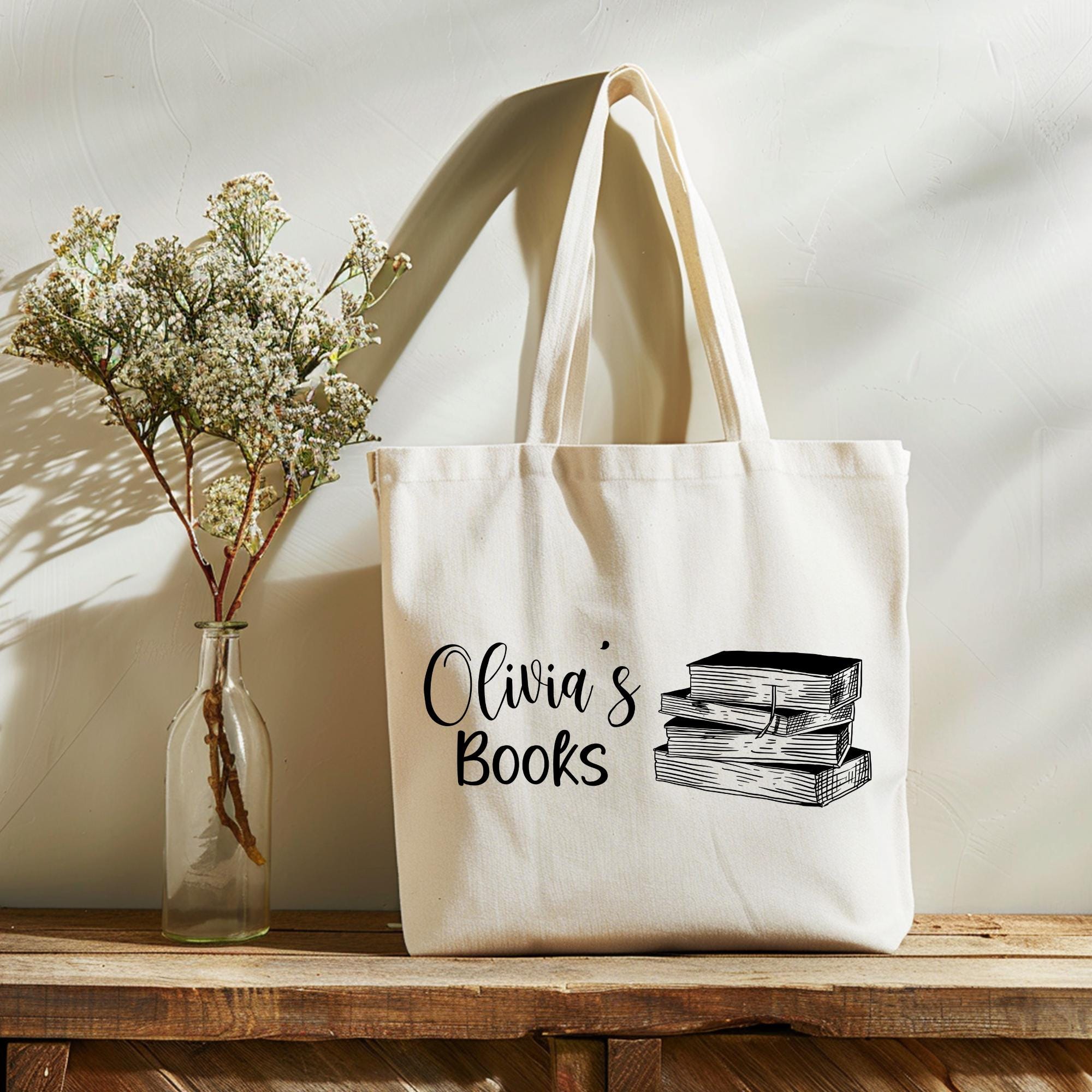 Personalized Book Tote Bag – Custom Name Canvas Library Bag for Book ...
