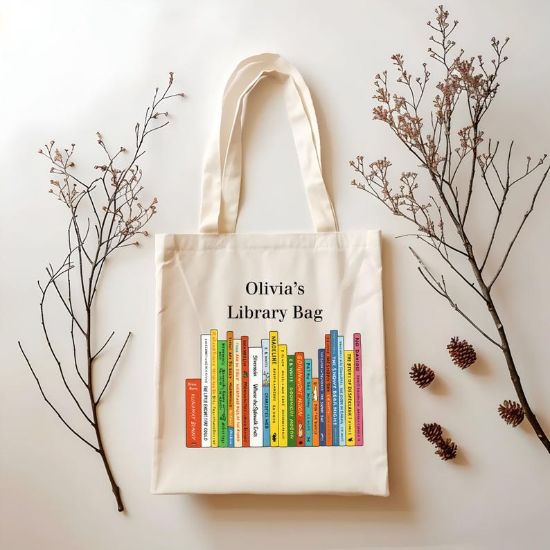 Personalized Library Tote Bag, Custom Name Book Bag for Kids, Teachers ...