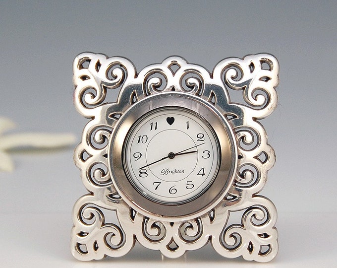 Vintage Brighton Silver Filigree Desk Clock - 1505 - Etsy