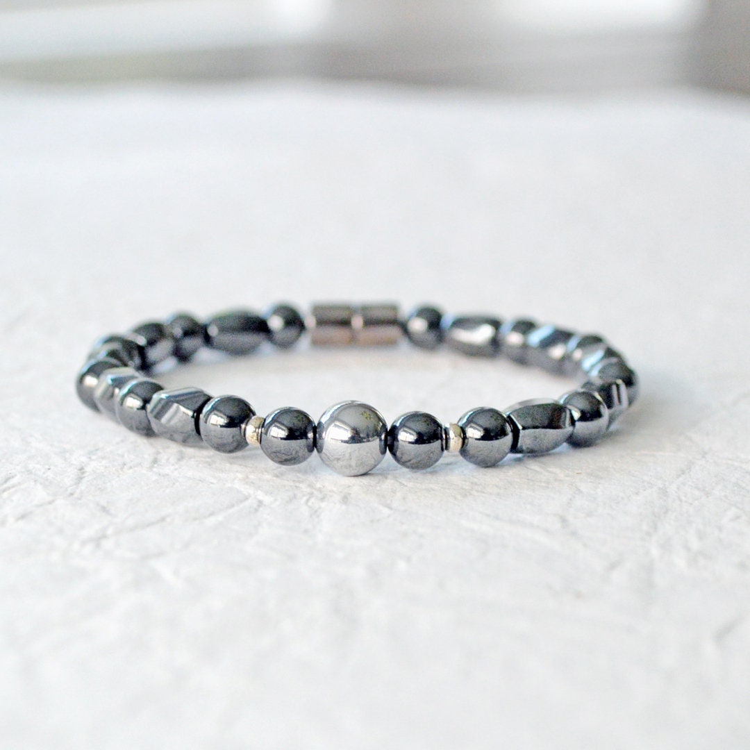Magnetic Wellness Bracelet – Black & Silver Magnetic Hematite Bracelet ...