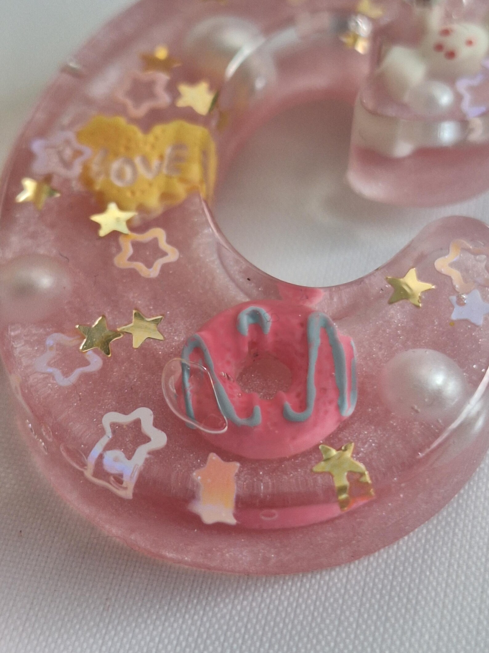 Customized Pink Donut Alphabet Letter Resin Keychain - Etsy
