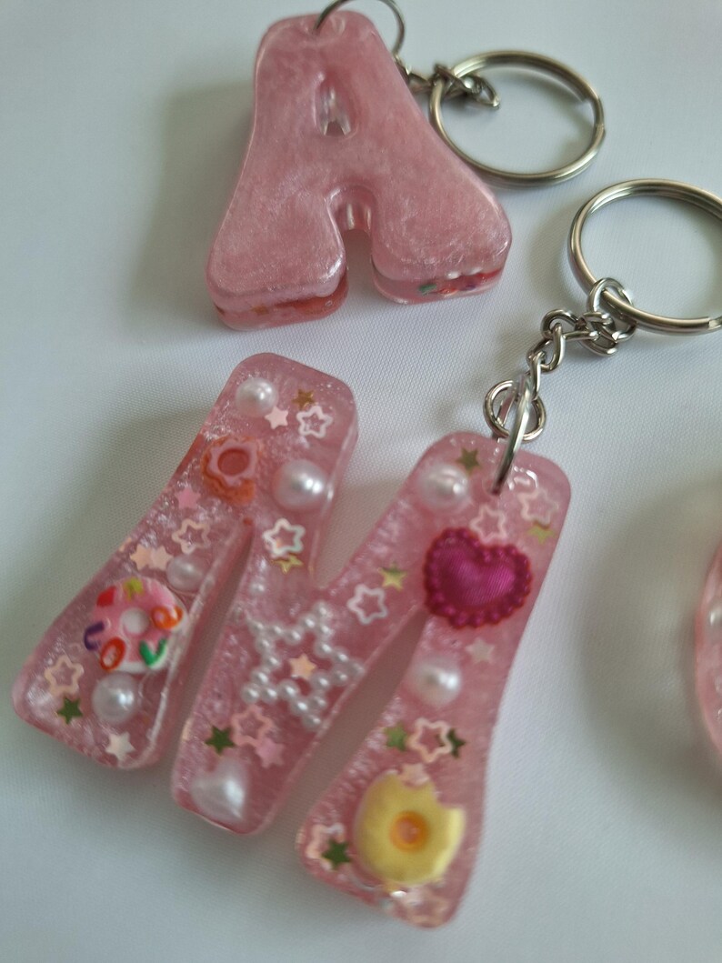 Customized Pink Donut Alphabet Letter Resin Keychain - Etsy