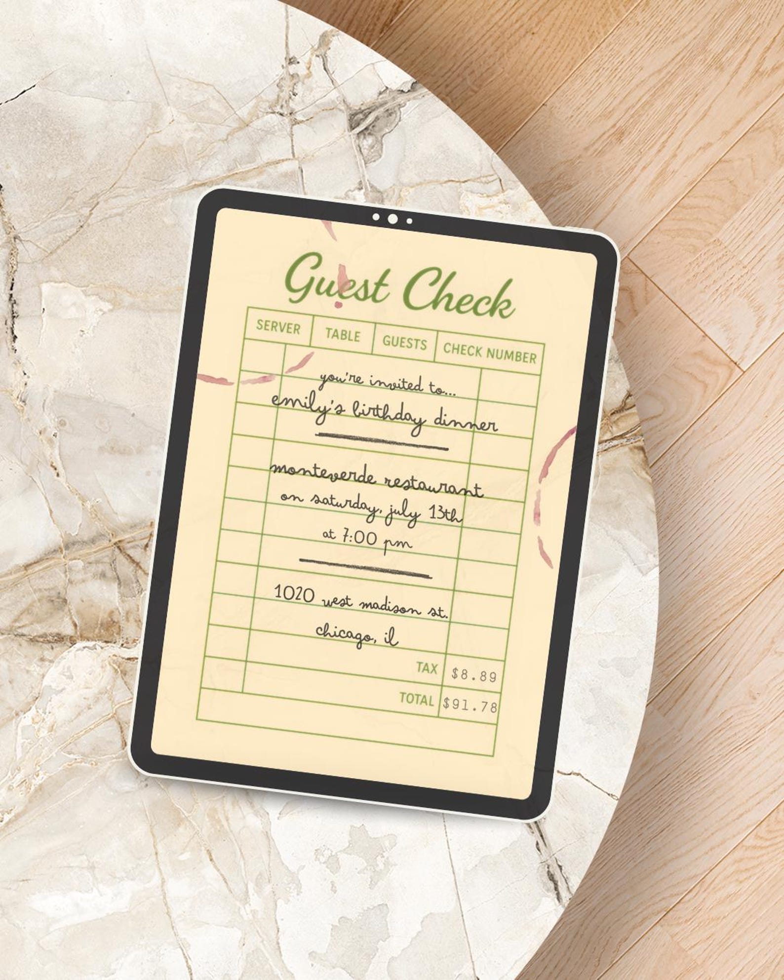 Vintage Guest Check Birthday Invitation – Editable Canva Template (5x7 ...