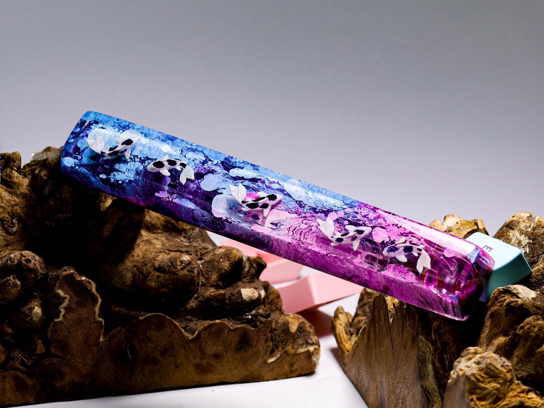 Blue-purple Koi Spacebar Mechanical Keyboard Cap Resin Keycap Keycap ...