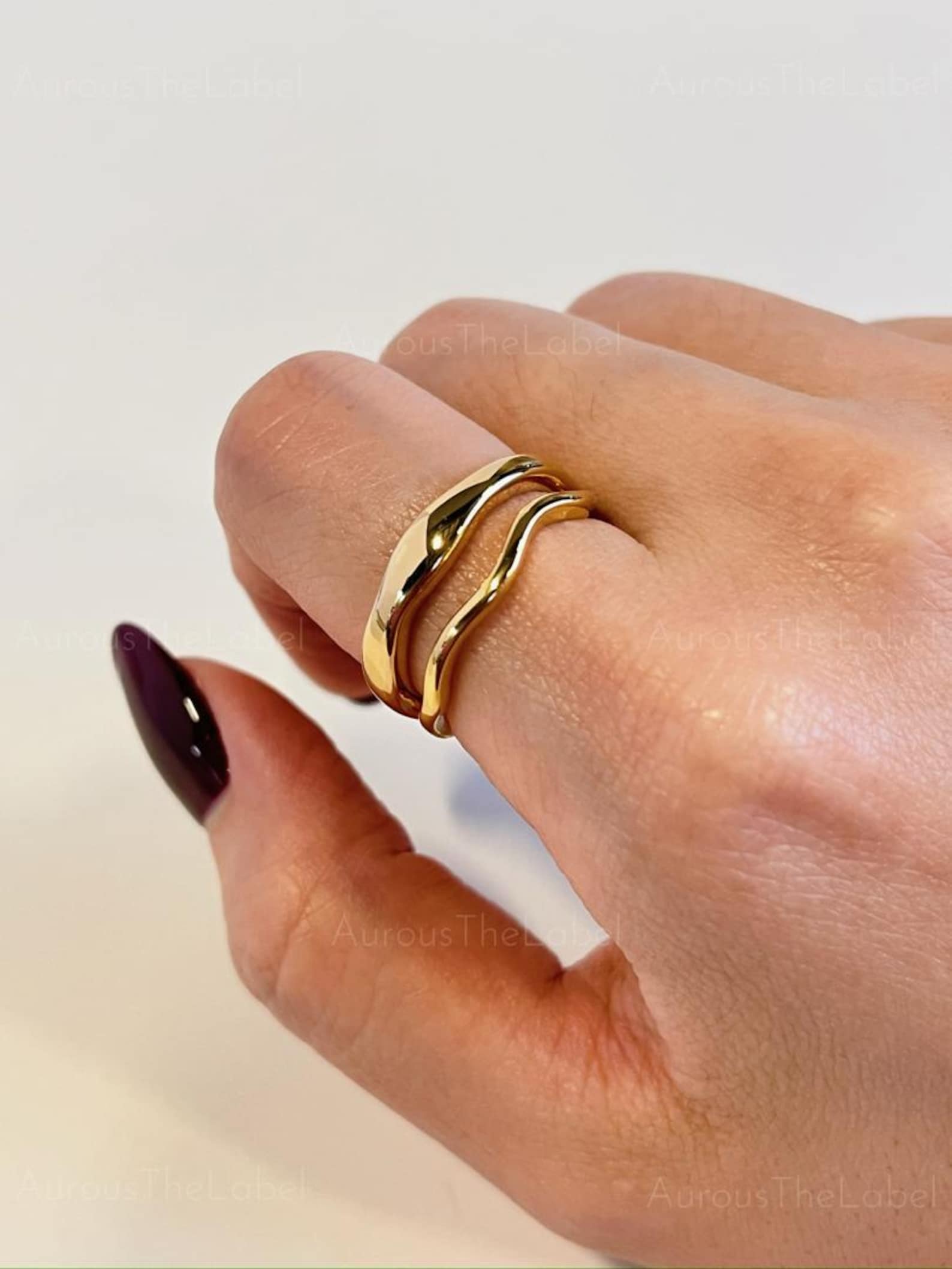 Irregular Wavy Ring, Minimalist Wave Ring, Unique Asymmetrical Ring ...
