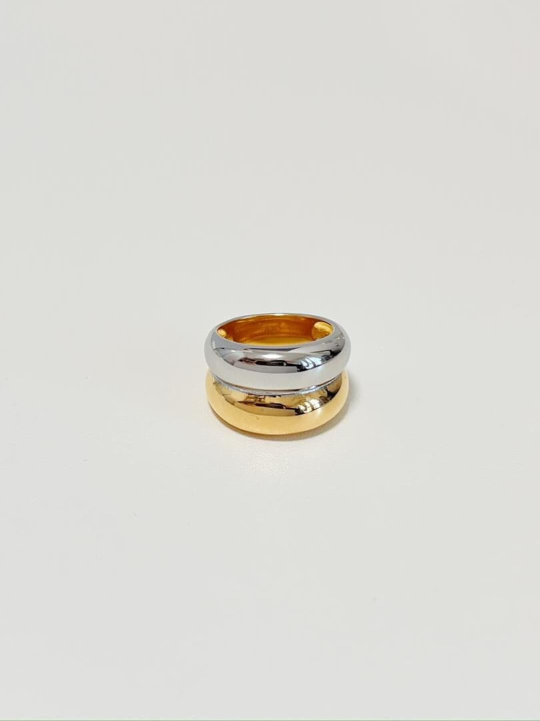 Gold and Silver Mixed Metal Ring, Minimalist Two-tone Band, Statement ...